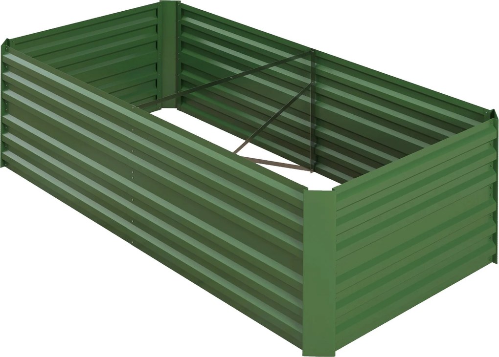 Vyvýšený zahradní záhon Outsunny z oceli, rostlinný záhon, studený rám, skládatelná nádoba na rostliny 180x90x60cm pro zahradu, balkon, terasu, zeleni