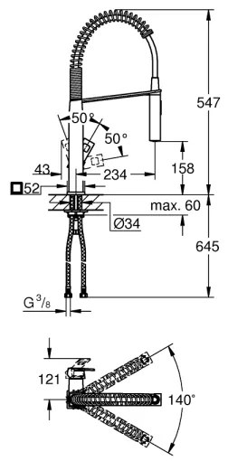 GROHE 31395000 - Dřezová baterie EUROCUBE 547 mm lesklý chrom