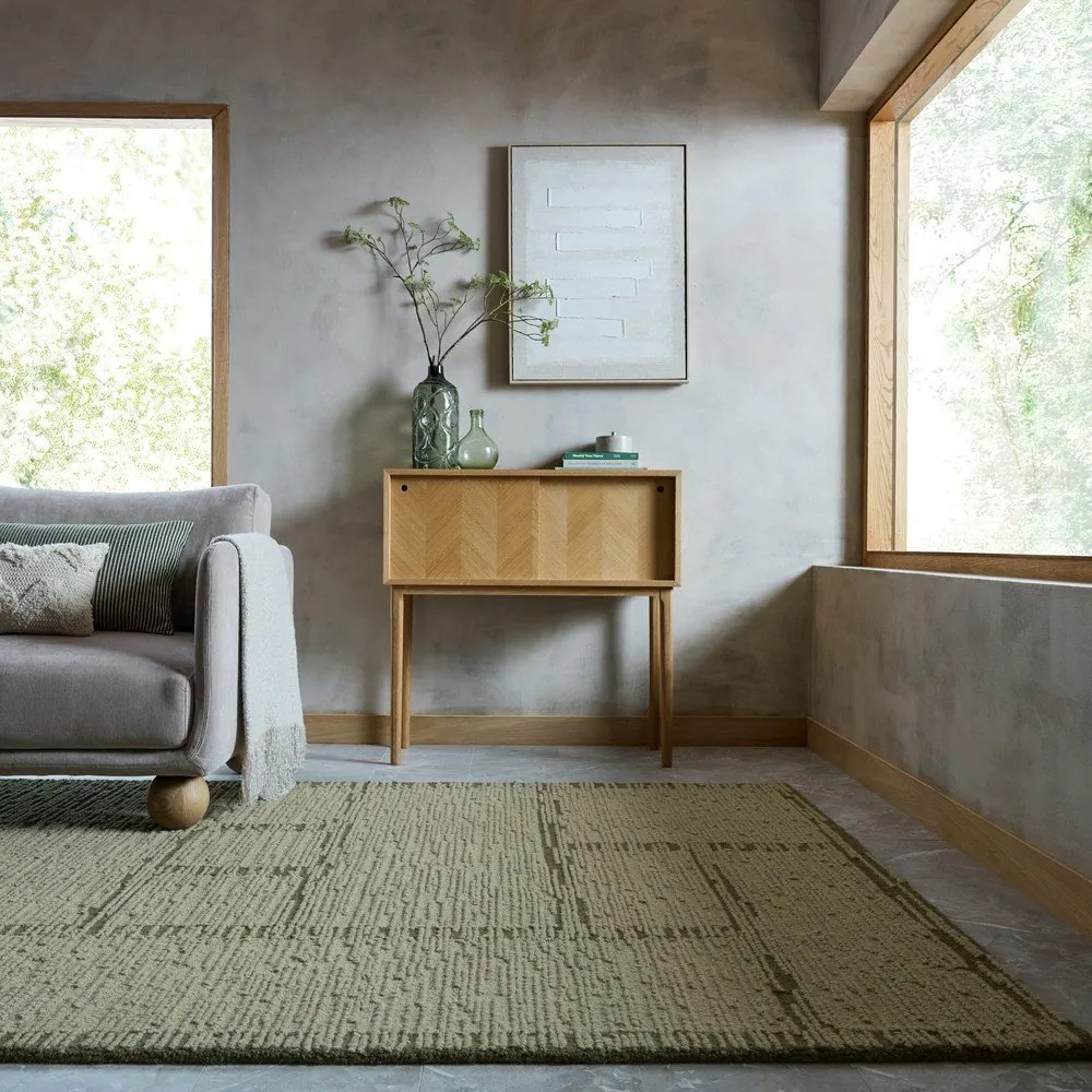 Zelený ručně tkaný vlněný koberec 200x290 cm Harris Modula Wool – Flair Rugs
