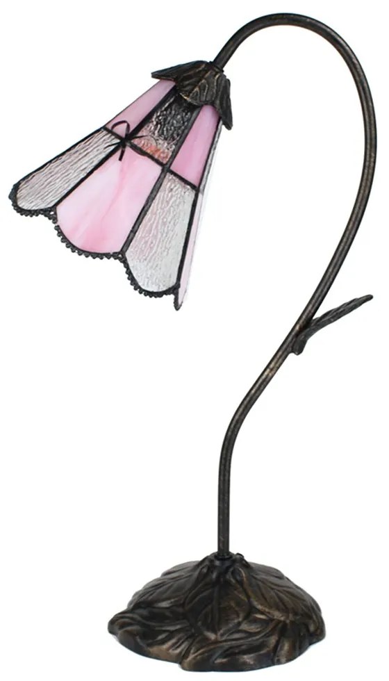 Stolní lampa Tiffany FlowerArc pink - 30*17*48 cm E14/max 1*25W