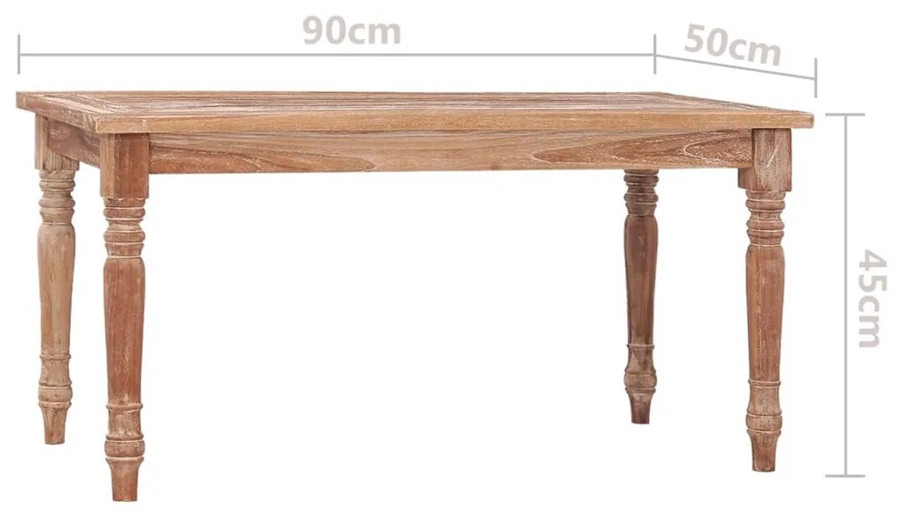 vidaXL Konferenční stolek Batavia 90 x 50 x 45 cm bělený masivní teak