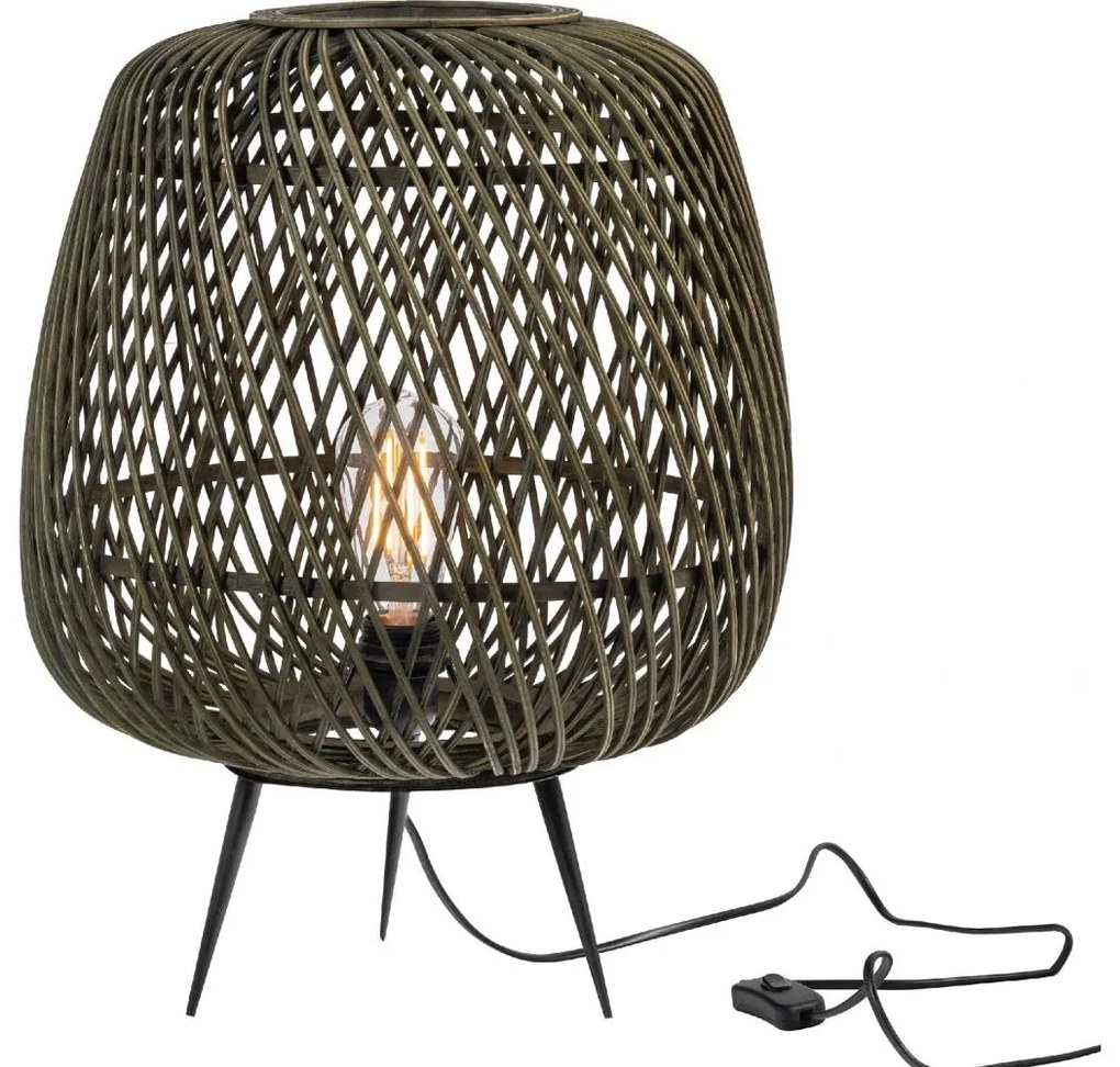 Stolní lampa MOZA 1xE27/60W/230V bambus zelená