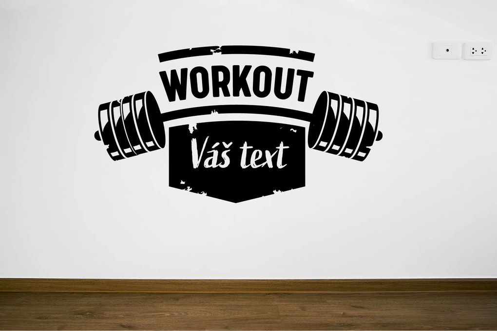 Lepy.cz Samolepka na zeď Workout + vlastní text Velikost (šířka x výška): 50x27cm, Barevná varianta: Bílá