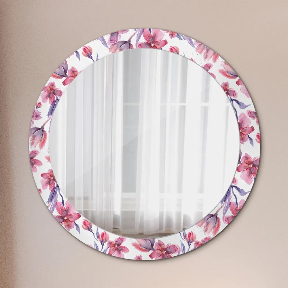 Kulaté dekorativní zrcadlo Akvarely květin fi 80 cm