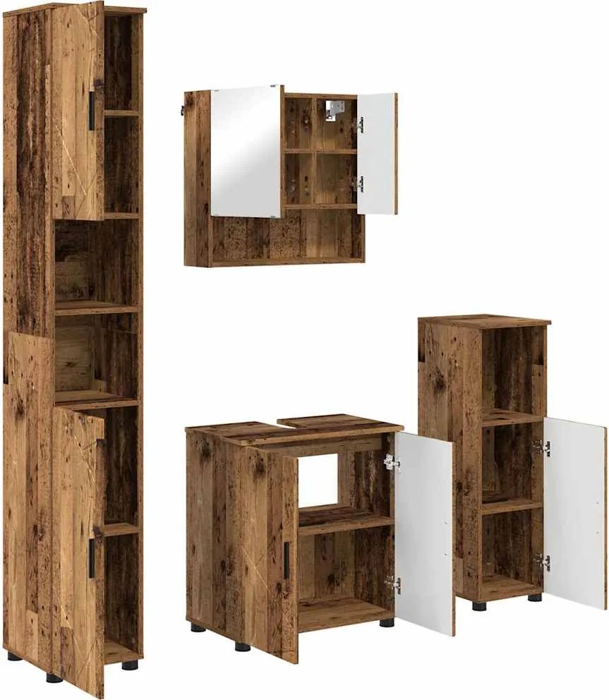 Sada koupelnového nábytku 4 ks Staré dřevo 61 x 35 x 64 cm 3392971