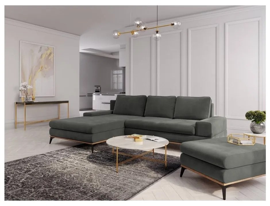 Tmavě šedá rozkládací rohová pohovka Windsor &amp; Co Sofas Planet, levý roh