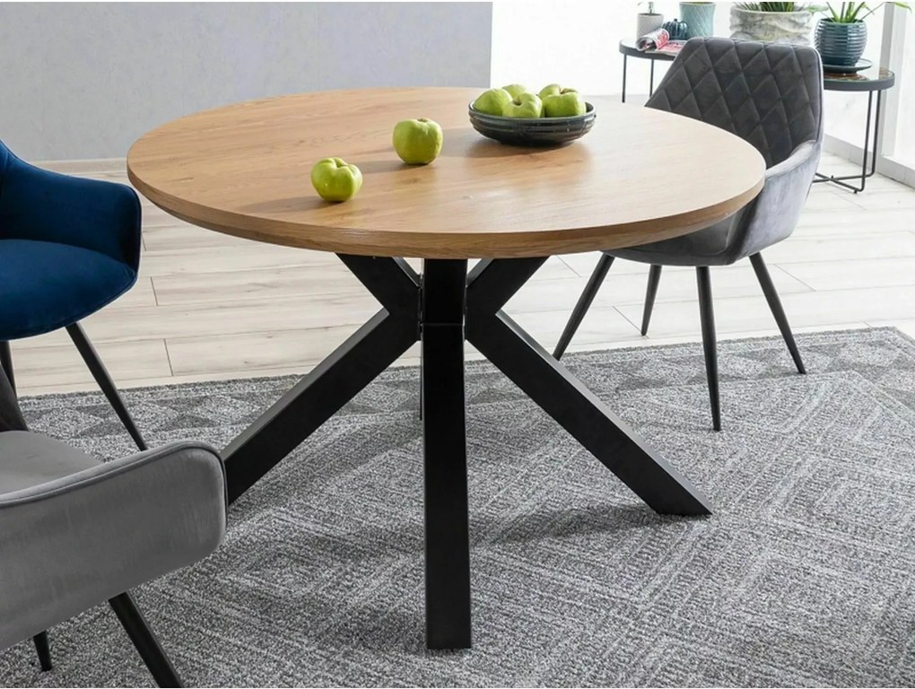 Kulatý jídelní stůl Ritmo 120 cm dub přírodní/černý