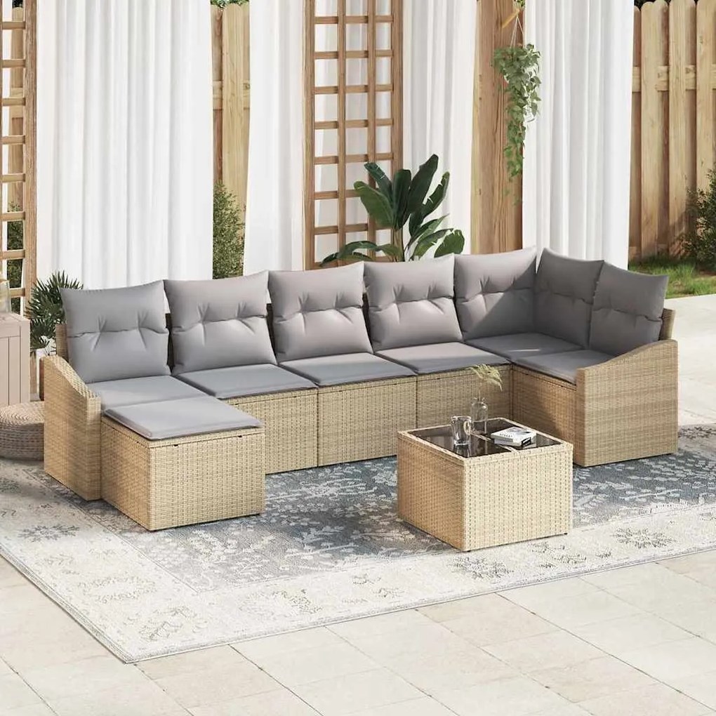 Set pohovek 8 ks Béžová polyratan 3346820