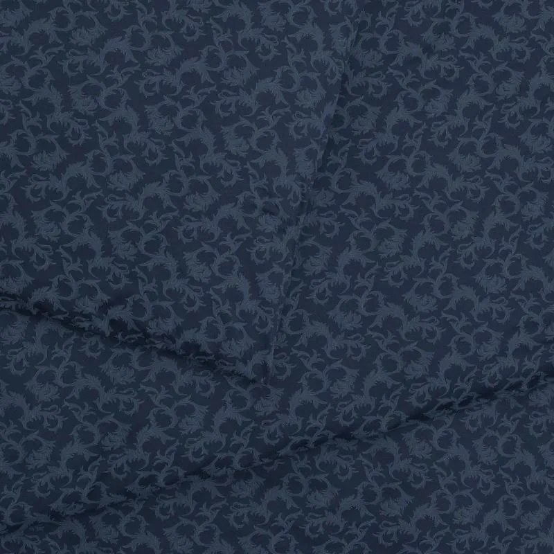 SCANquilt povlečení ART JERSEY tapestry tmavě modrá 140 x 220/70 x 90 cm