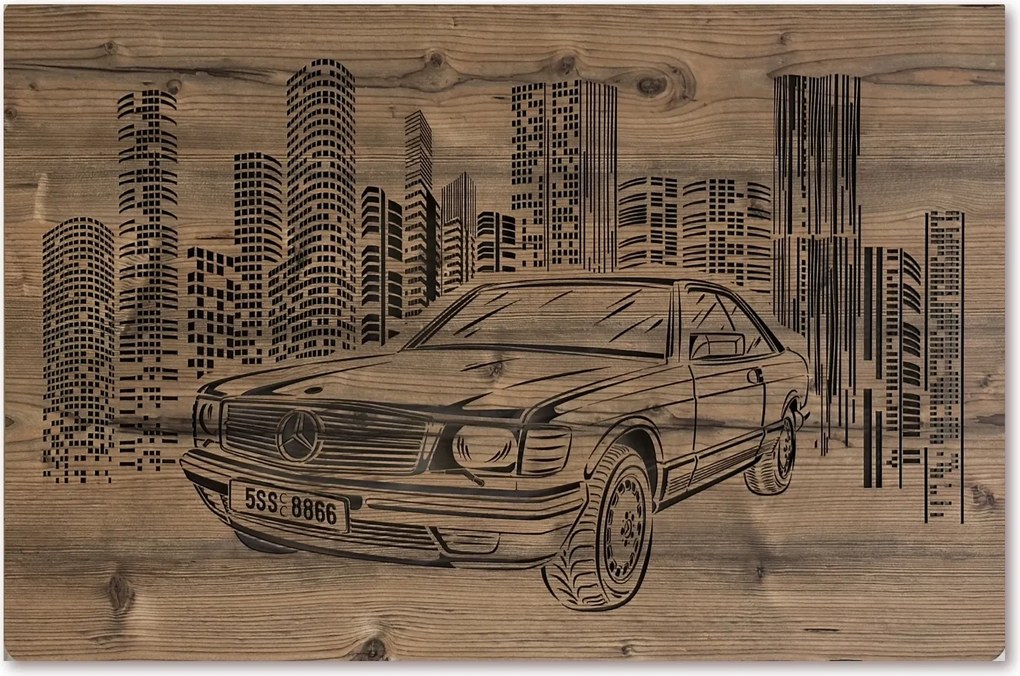 Li-Go "Mercedes Benz SLC" světelný obraz 230V 90x60 cm provedení povrchu: dub světlý