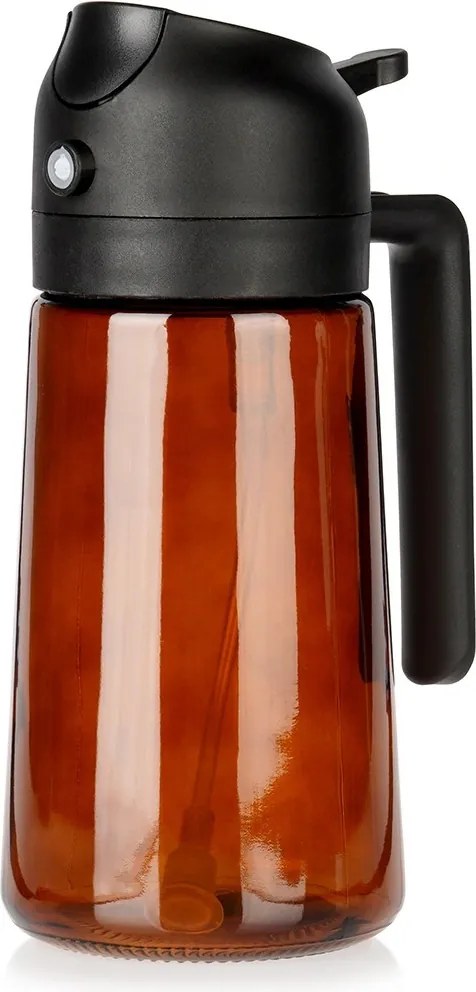 VILDE Skleněný rozprašovač a dávkovač na olej 2v1 450ml - hnědé sklo