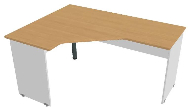 Stůl ergo pravý 160*120 cm - Hobis Gate GEV 60 P Dekor stolové desky: buk, Dekor lamino podnože: bílá, Barva nohy: černá