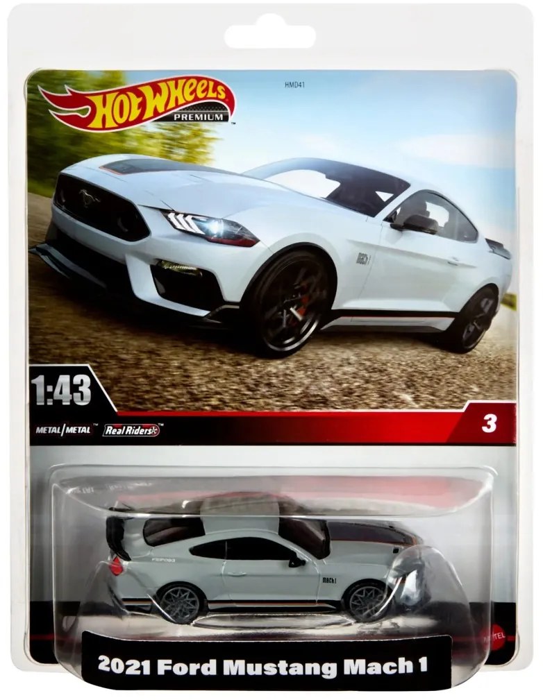 Mattel hot wheels prémiové auto 1:43 2021 ford mustang mach 1, hmd45