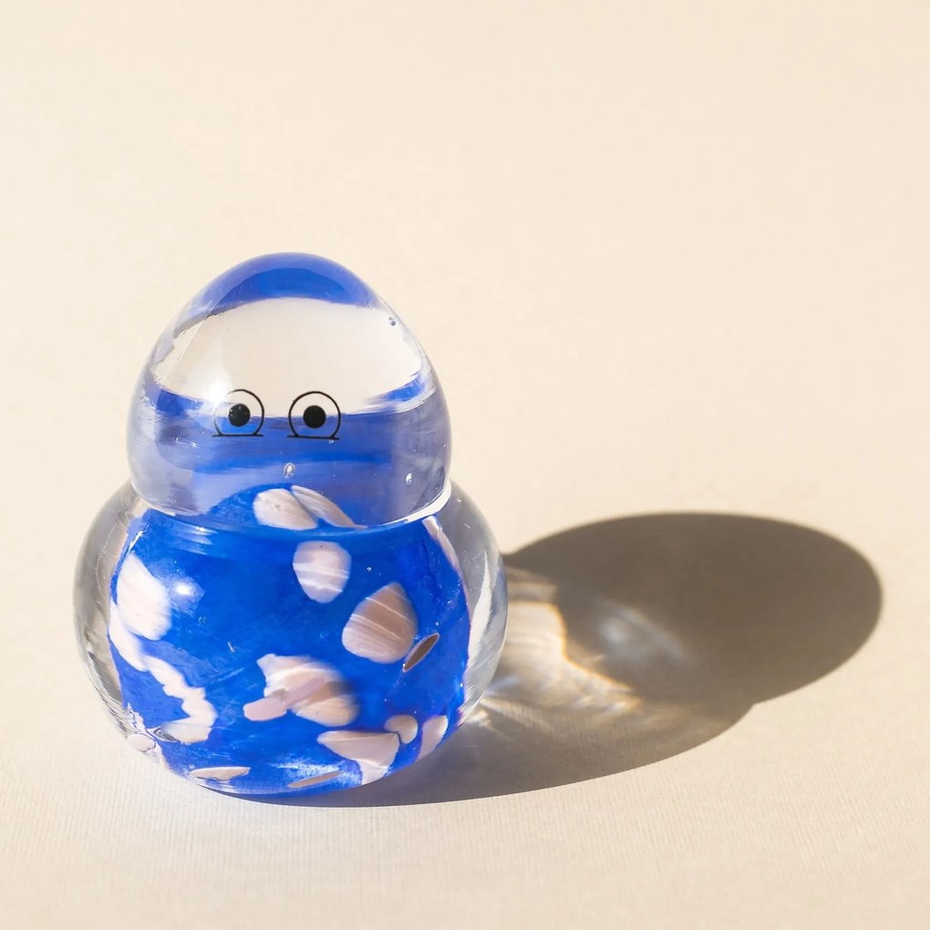 Studio Arhoj Skleněná figurka Crystal Blob Pink Dot, modrá barva, sklo
