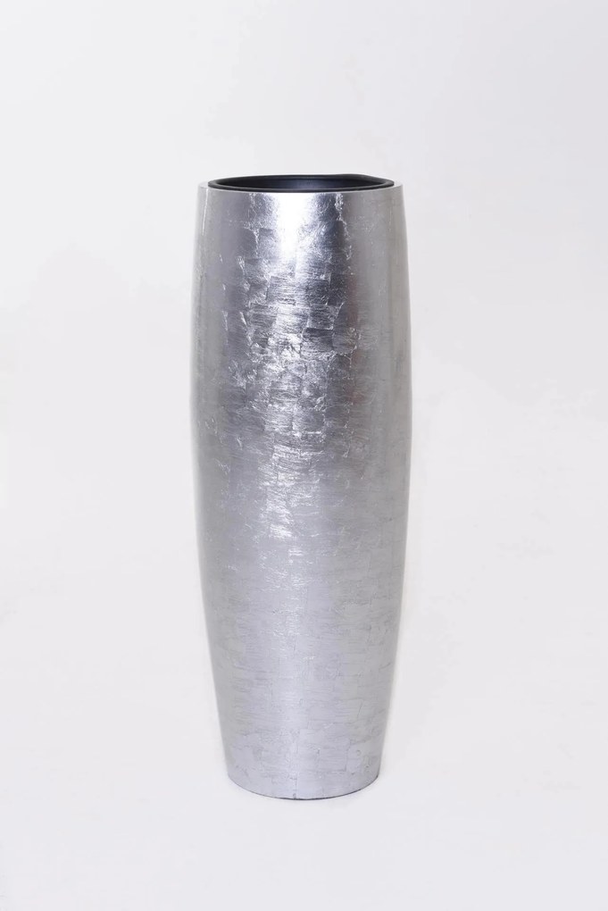 Stříbrný květináč GALA, výška 100 cm, sklolaminát, stříbrný