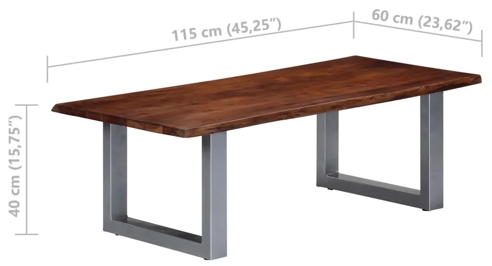 Konferenční stolek s živou hranou 115x60x40 cm akáciové dřevo - Default Title