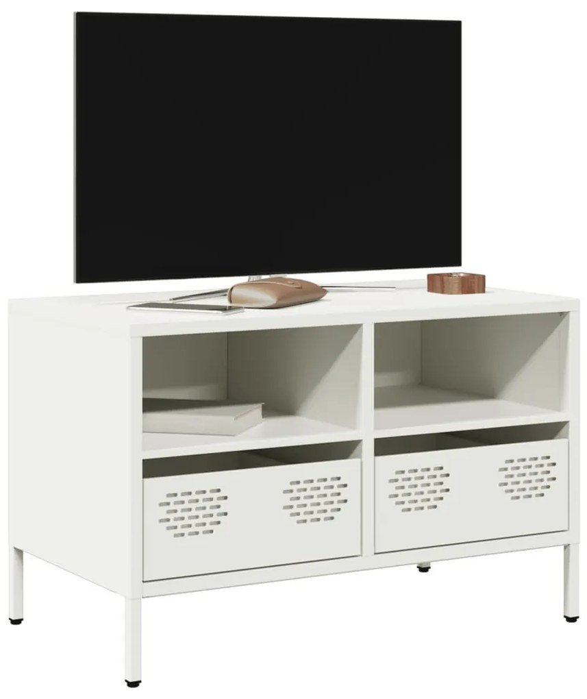 TV skříňka bílá 68 x 39 x 43,5 cm ocel válcovaná za studena