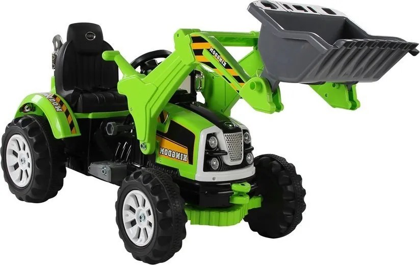 LEAN CARS Elektrický traktor s rypadlem zelený