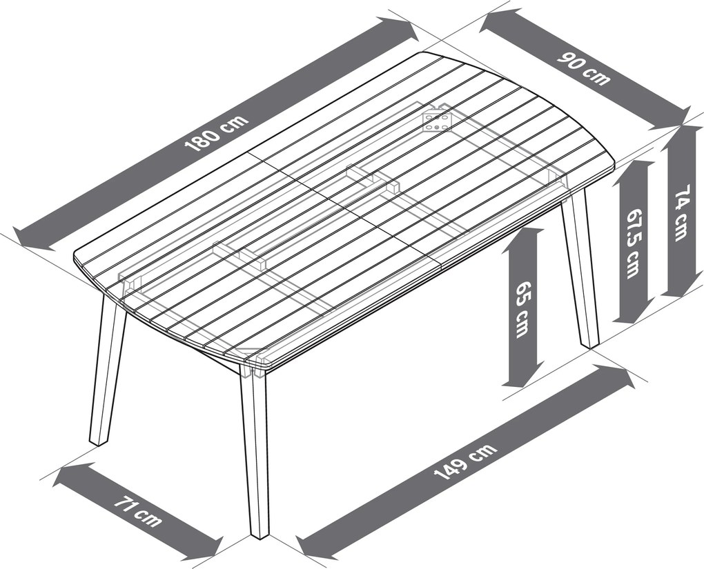 Tchibo - Rozkládací zahradní stůl se zaoblenými čely - barva: hnědá