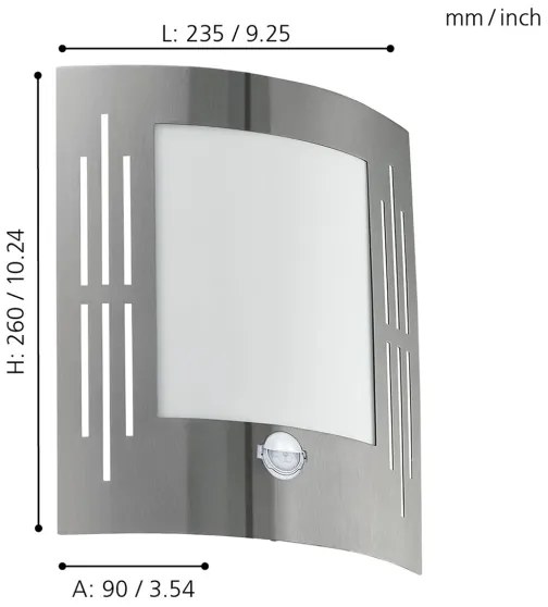 EGLO 88144 - Senzorové venkovní nástěnné svítidlo CITY 1xE27/15W/230V IP44