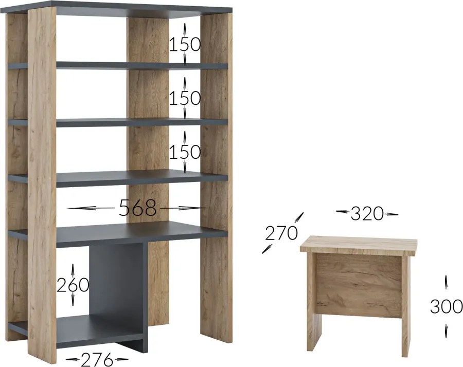 Botník se stoličkou BRADLEY dub artisan/bílá Barevné provedení: dub sonoma
