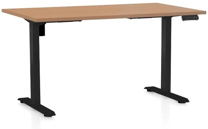 Výškově nastavitelný stůl OfficeTech B, 120 x 80 cm - černá podnož Barva: Buk