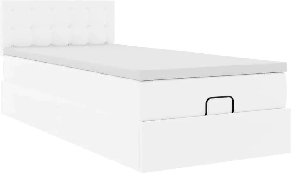 Osmanský postel s matrací bílý 80x200cm umělá kůže 3311274