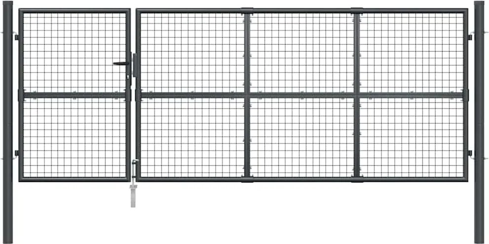Pletivá zahradní branka antracitová 350 x 125 cm pozinkovaná ocel 154543