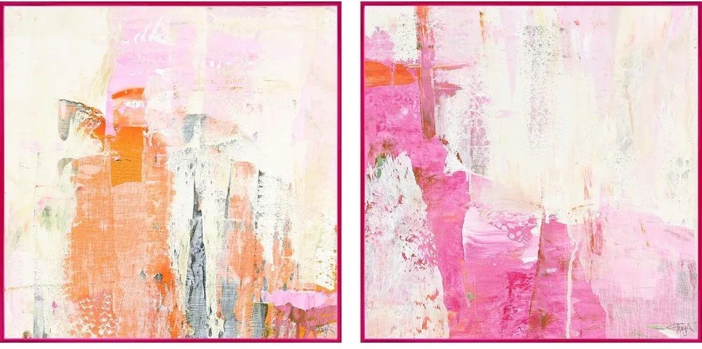 Tištěné/s ručně malovanými prvky obrazy v sadě 2 ks s rámem/na plátně 41,5x41,5 cm New Age Pink – Malerifabrikken