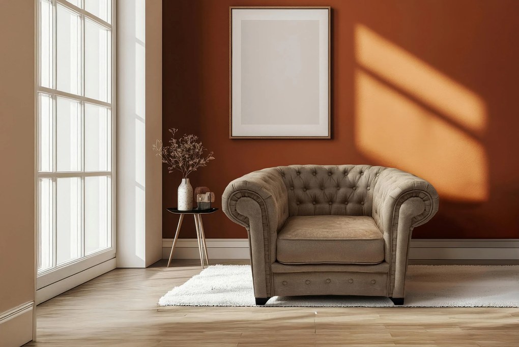 XXXLutz KŘESLO CHESTERFIELD, textil, kompozitní dřevo, světle hnědá MID.YOU - Online Only křesla & taburety - 000694009824