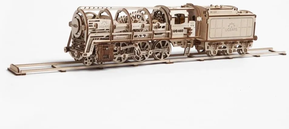 Ugears 3D dřevěné mechanické puzzle Parní lokomotiva 4-6-0 s tendrem