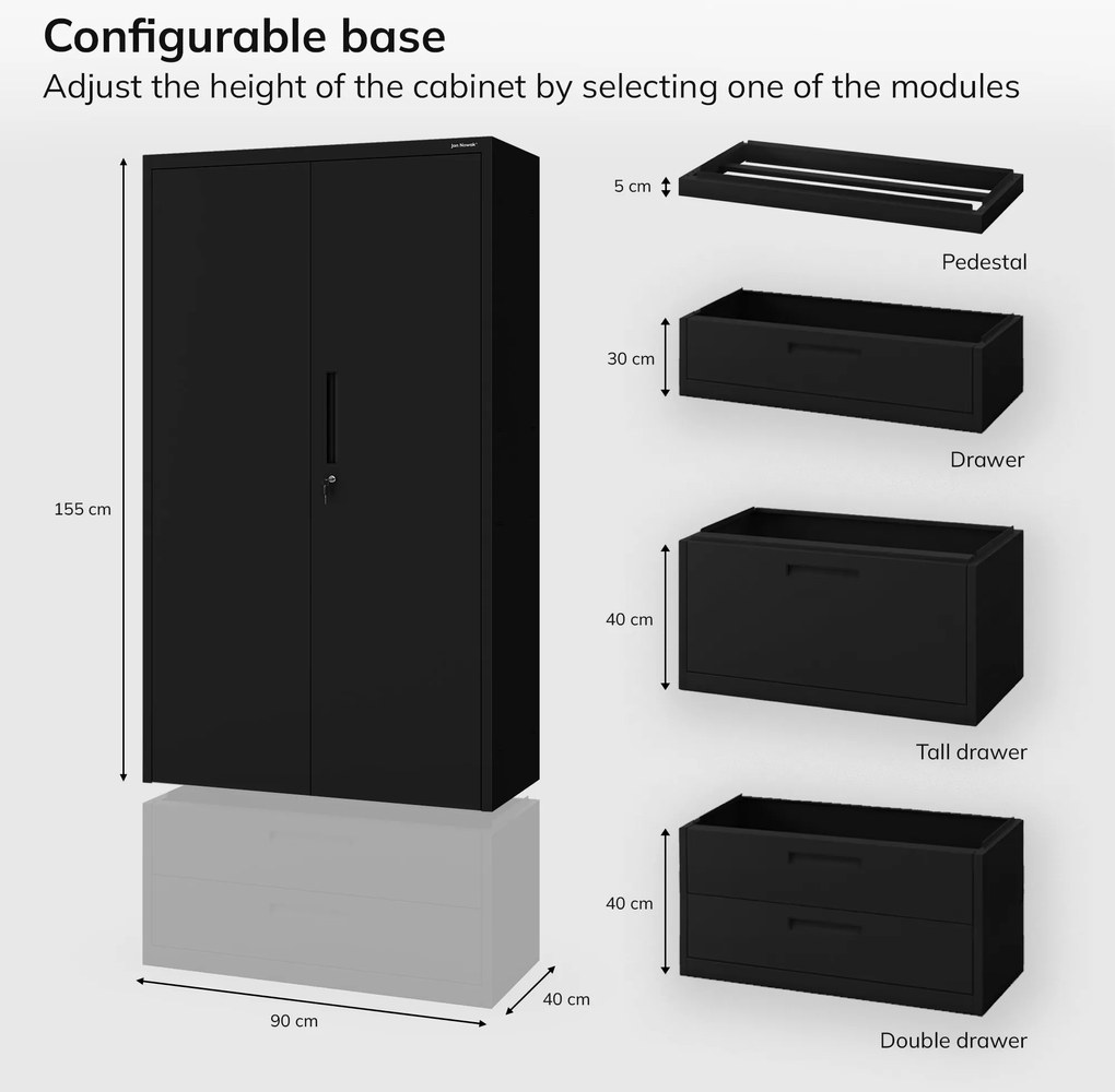 Megan Czarny - szuflada na dokumenty 195cm