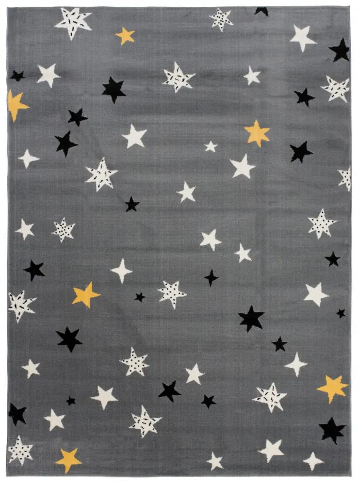 Dětský kusový koberec PP Hvězdičky šedý, Velikosti 160x225cm | BIANO
