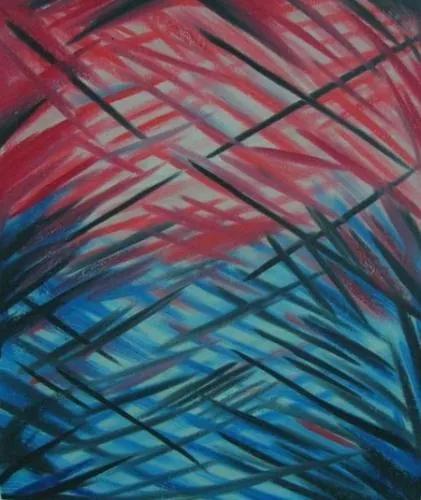 Modročervené blouznění - 60 x 50 cm