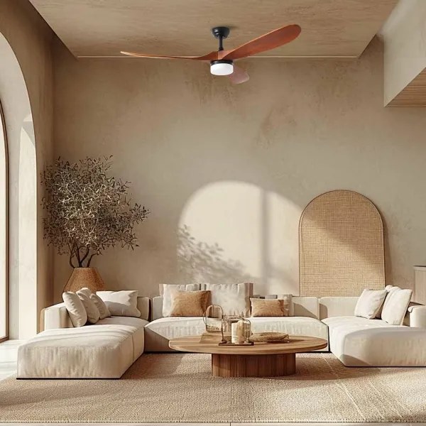 ZEVENTI - LED Stropní ventilátor GINOSA LED/18W/230V Wi-Fi Tuya černá/dub + DO