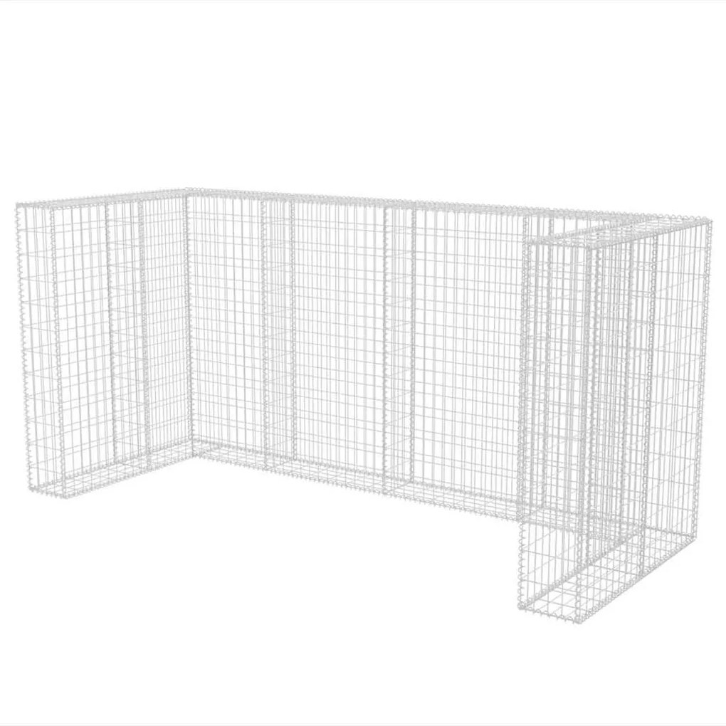 vidaXL Gabionová zástěna pro 3 popelnice ocelová 250 x 100 x 120 cm