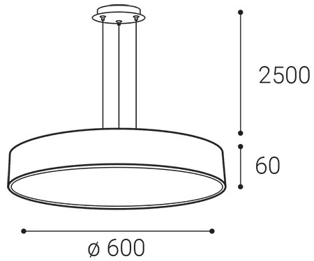 Led2 Závěsné LED svítidlo MONO SLIM P-Z ø 60 cm Barva: Bílá, Stmívání, řízení: ON/OFF