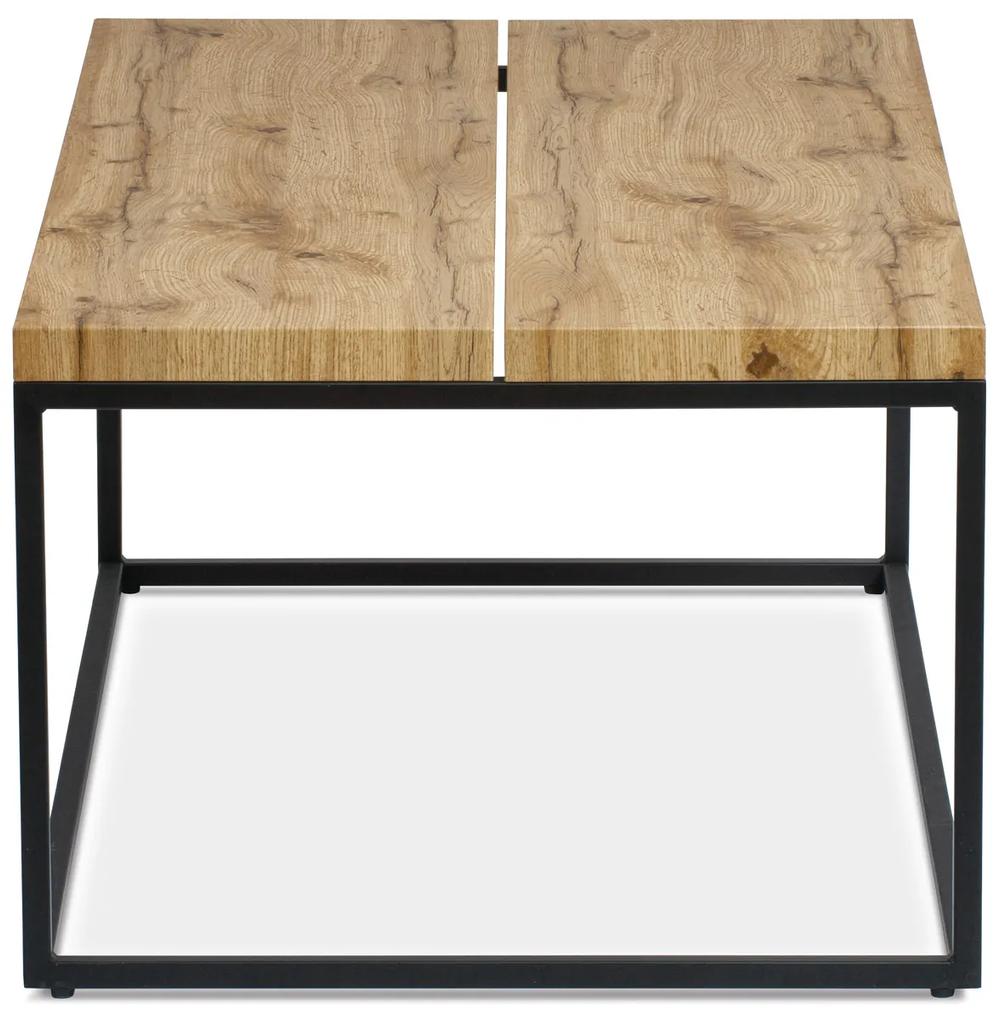 Konferenční stolek 110x60x45 cm, deska MDF, 3D dekor divoký dub, kov - černý mat - AHG-269 OAK