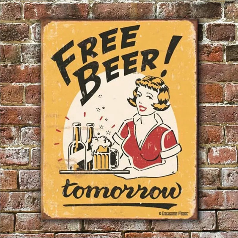 Plechová cedule Moore - Free Beer 40 cm x 32 cm