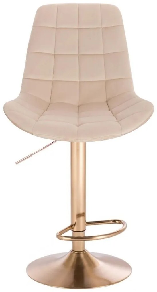 LuxuryForm DESIGN Barová židle PARIS VELUR na zlaté kulaté podstavě - krémová