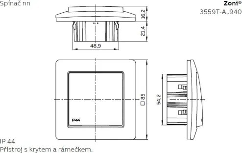 ABB Zoni vypínač č.6 IP44 šedá 3559T-A06940 241 2CHT590694A6241