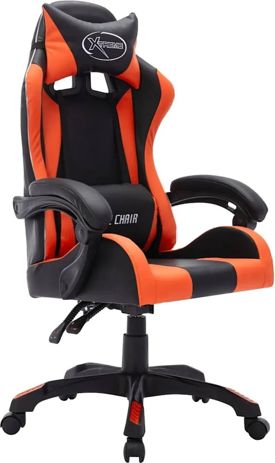 Herní židle s RGB LED podsvícením oranžovočerná umělá kůže 288002