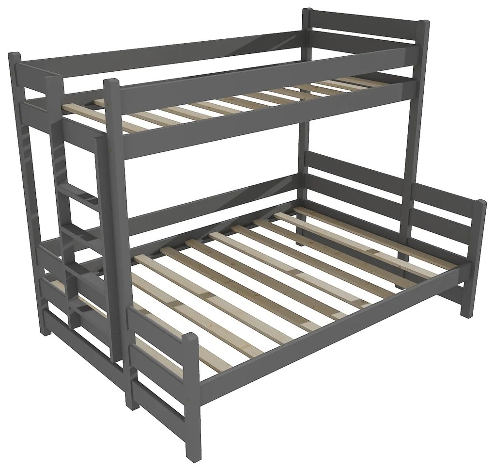 Vomaks Patrová postel s rozšířeným spodním lůžkem PPS 003 Rozměr: 90/120 x 200 cm, Barva: barva šedá, Varianta: vlevo