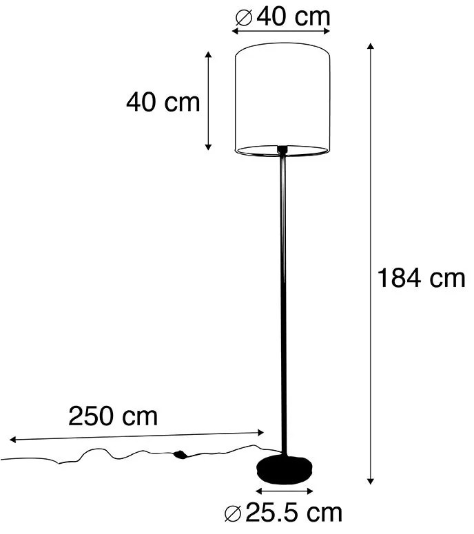 Stojací lampa černá s abajurem s motivem páva zlatá uvnitř 40 cm - Simplo