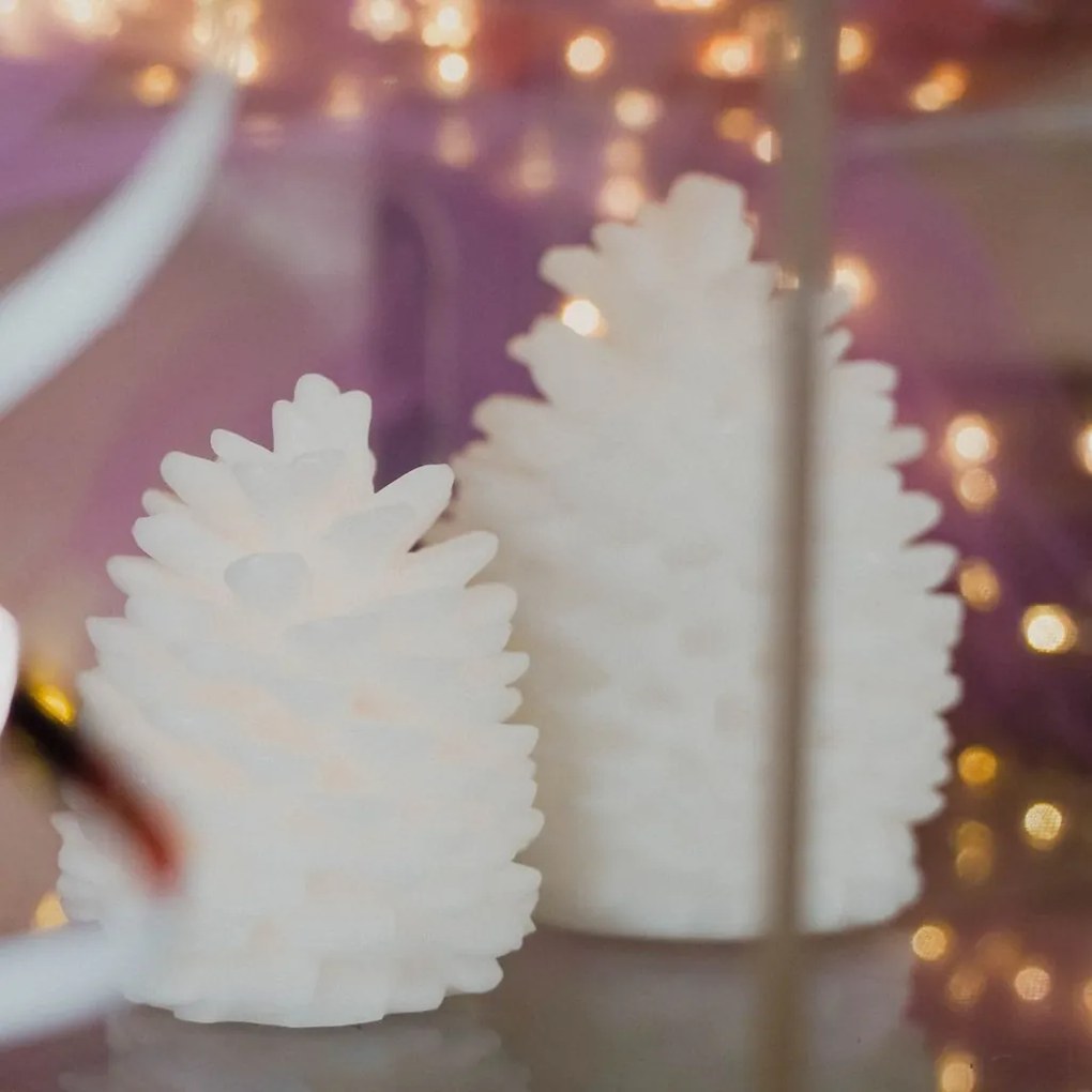 LED svíčka z pravého vosku na baterii, šiška, ø 10 × 13 cm, bílá, CR2032