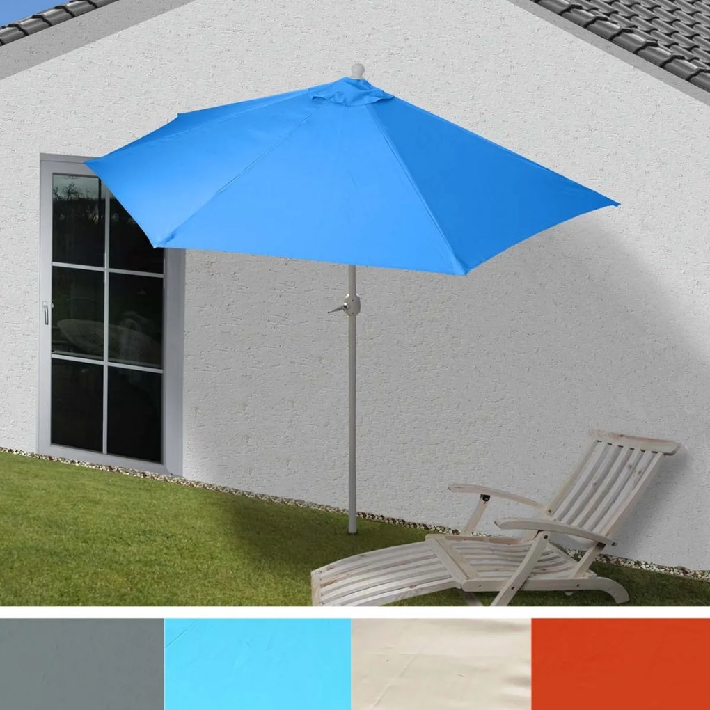 Slunečník půlkruh Parla - polyester/hliník - 270cm krémový se stojanem