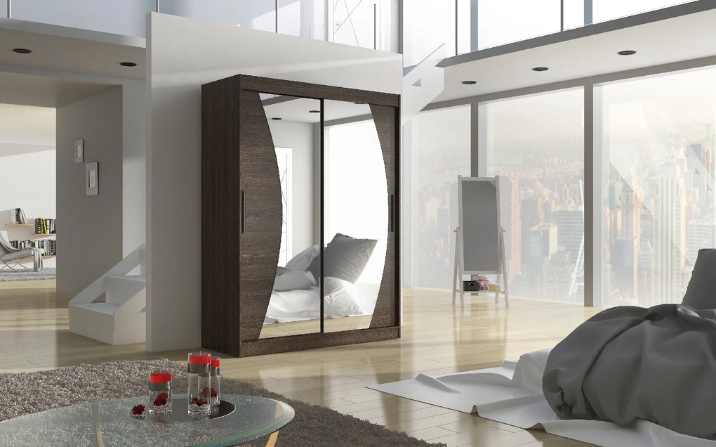 ADRK Furniture Skříň posuvná se zrcadlem MODESTO 150 ADRK-SW-MOD-CH-150