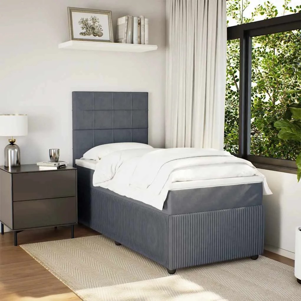 Box spring postel s matrací tmavě šedá 90x190 cm samet 3292215