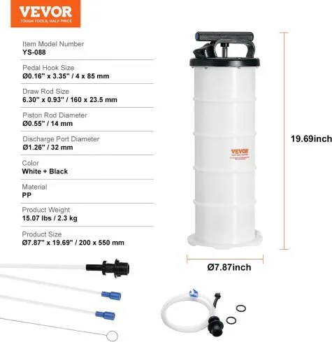 Odsavač kapalin, 6,6 l (6,5 litru), ruční, ruční výměník oleje