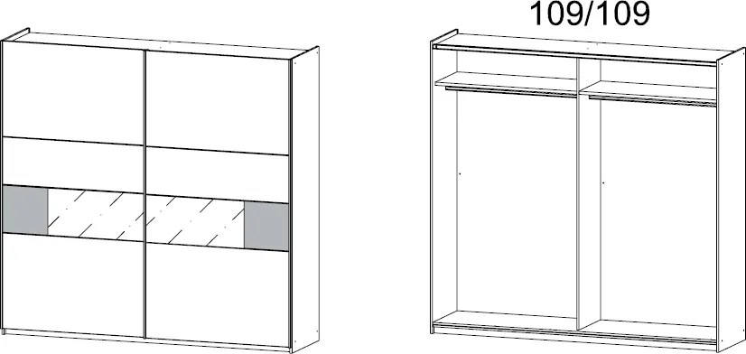 Šatní skříň Kirchberg, 218 cm, šedá/dub